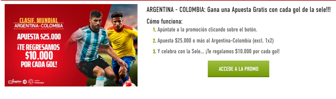 ¡Promoción increíble para el Argentina vs Colombia en Sportium!